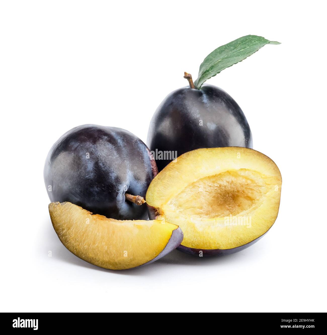 Tasty sweet plums on white background Stock Photo - Alamy