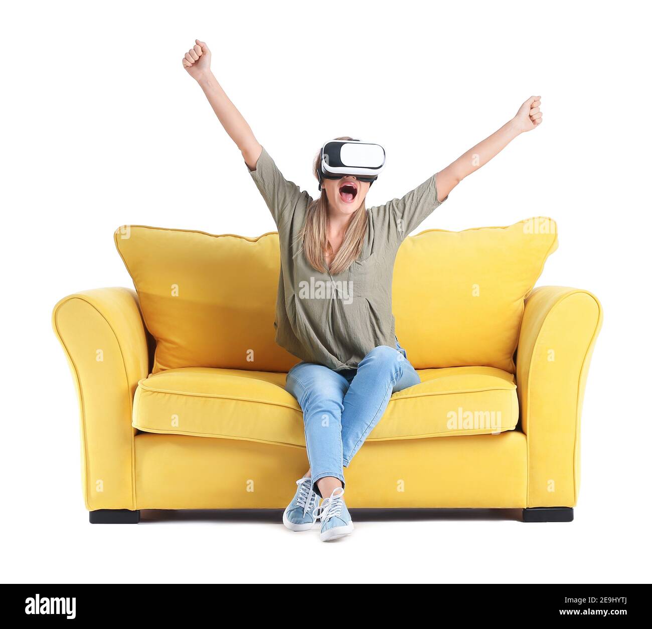 Beautiful young social woman sitting Cut Out Stock Images & Pictures ...