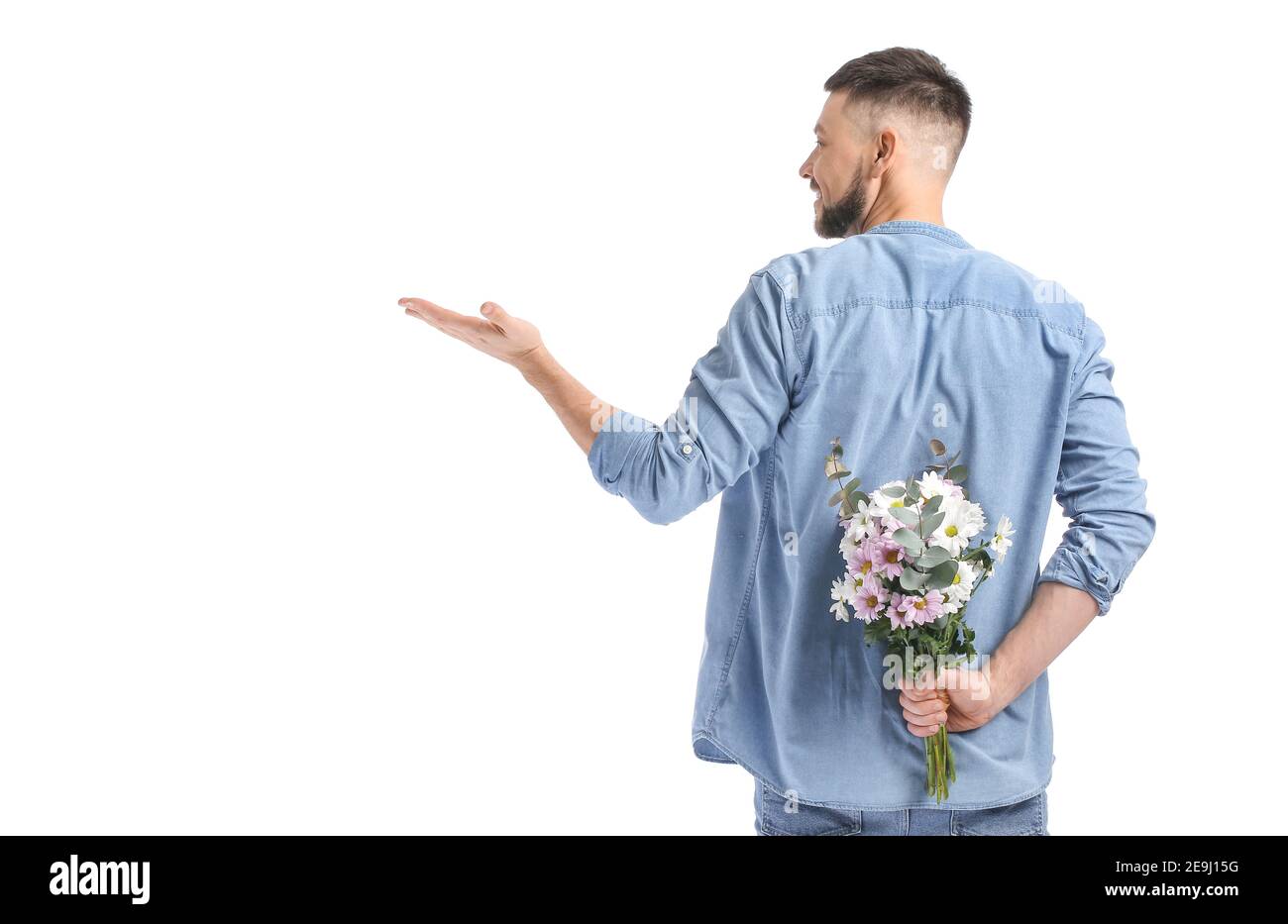Man flower behind women hi-res stock photography and images - Alamy