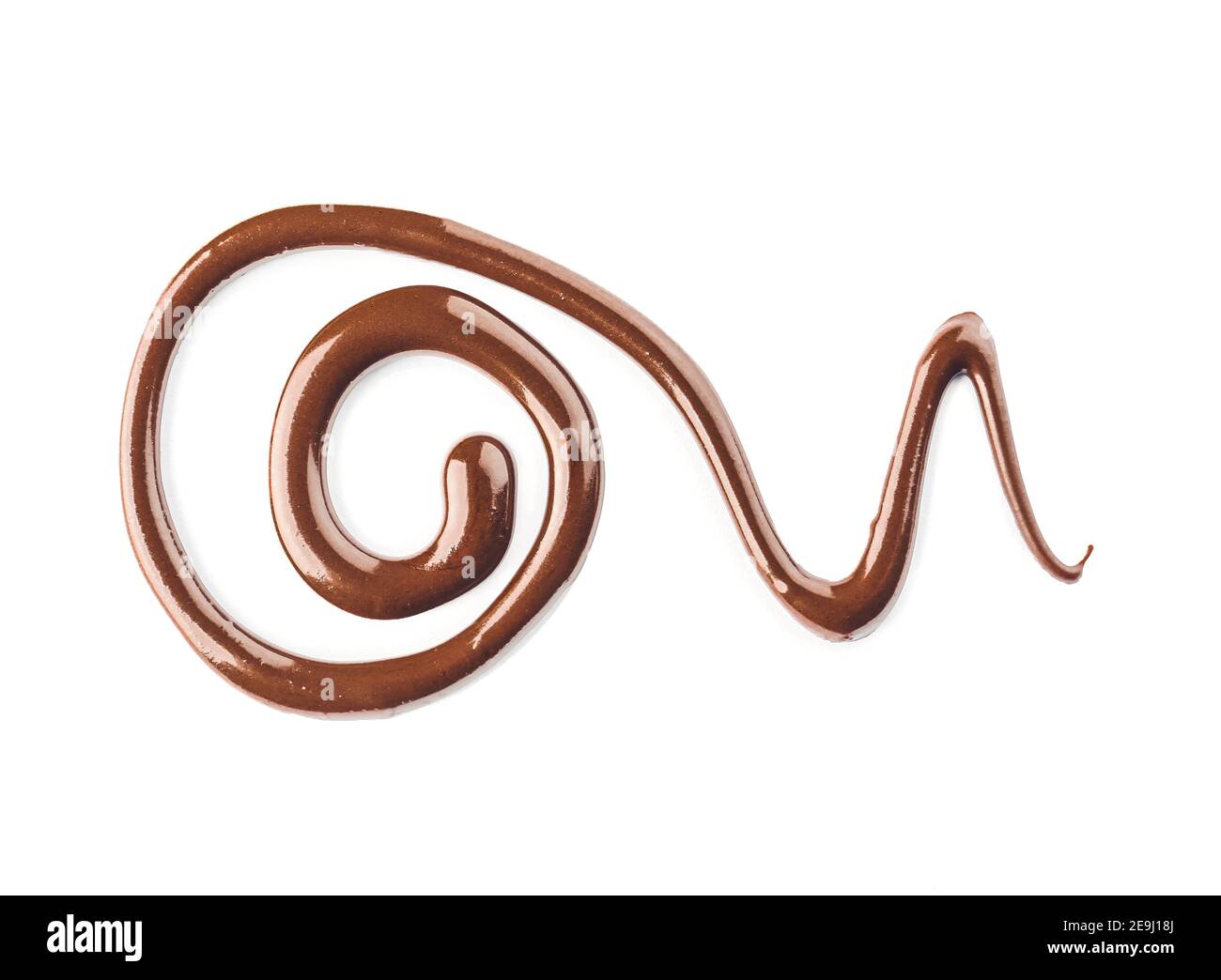 Swirl of melted chocolate on white background Stock Photo - Alamy