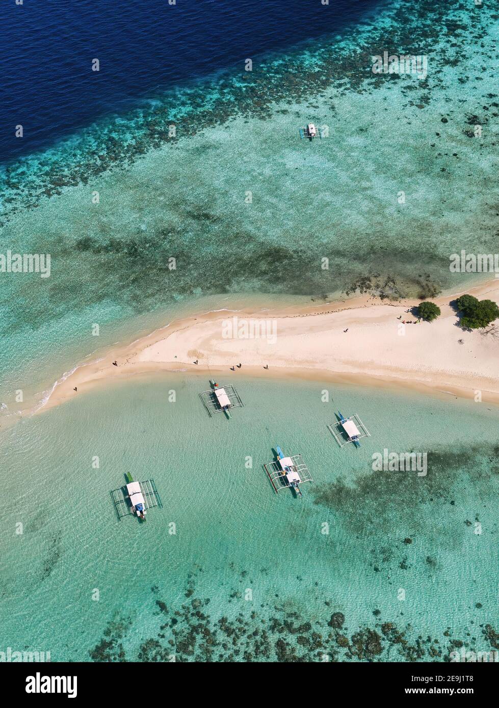 Aerial view of the sandbar at Ditaytayan Island, Coron, Palawan ...
