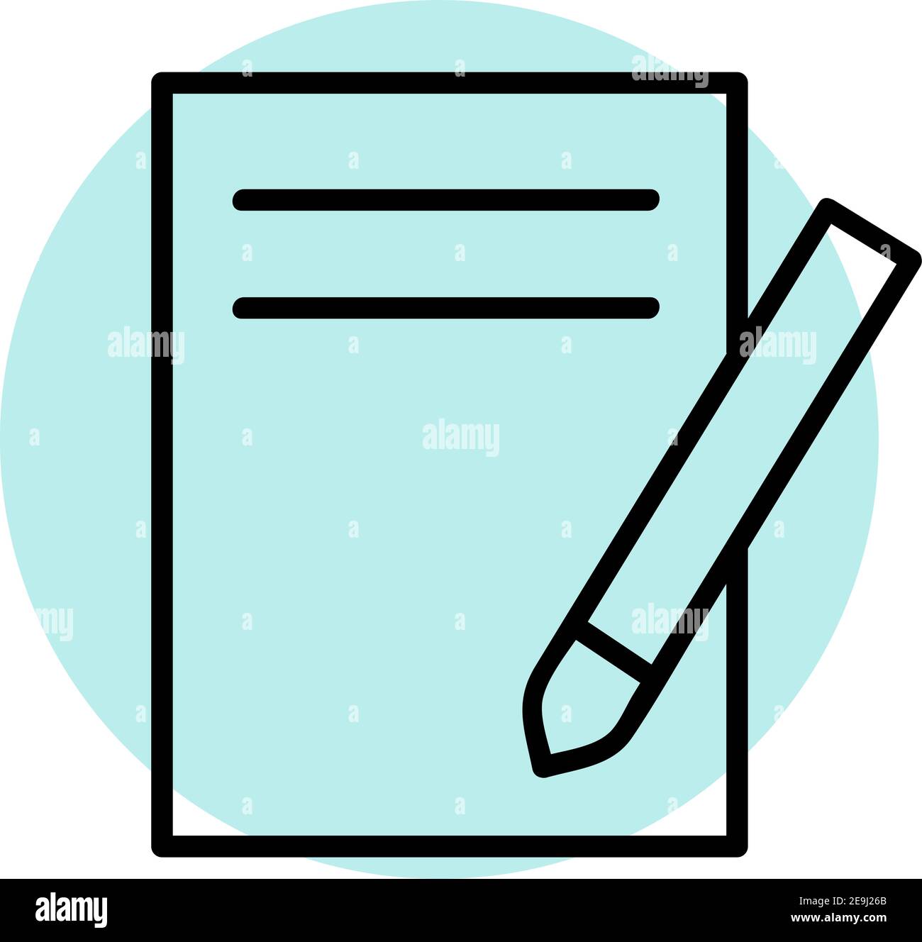 Blue paper and pencil, illustration, vector on white background Stock ...