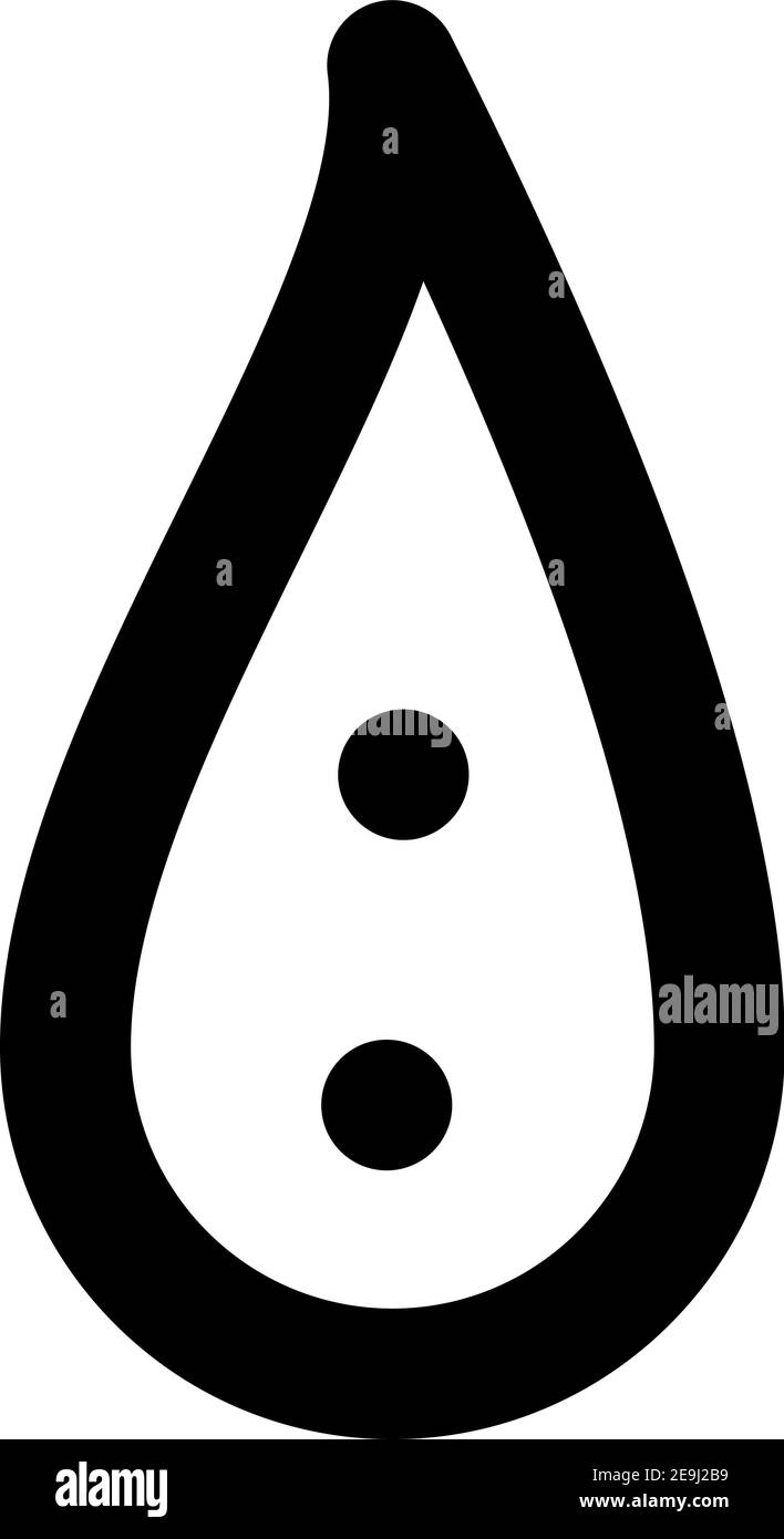 White drop with two vertically aligned black dots inside of it ...
