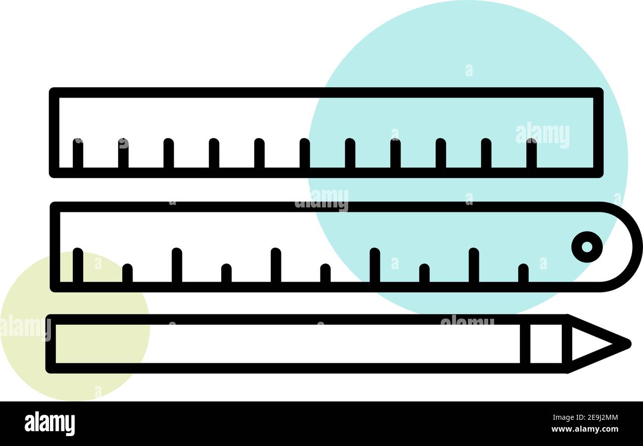 Blue pencil and ruller, illustration, vector on white background Stock ...