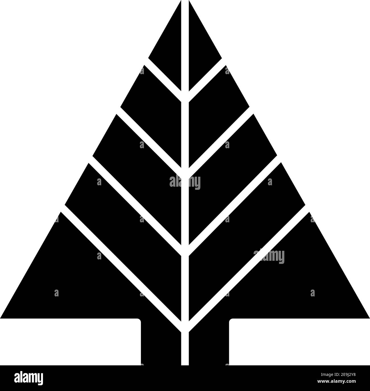 Black fir tree with eight white lines, illustration, vector on white ...