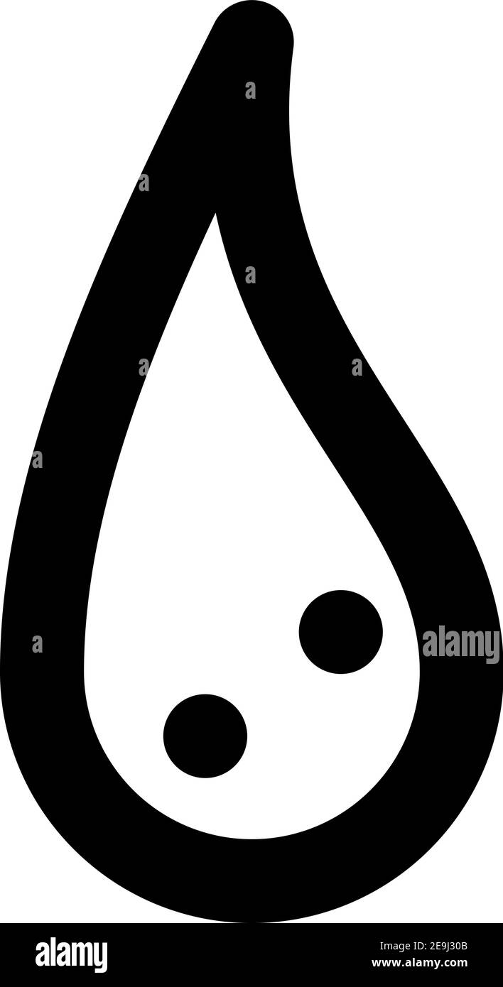 White drop with two small black dots, illustration, vector on white ...