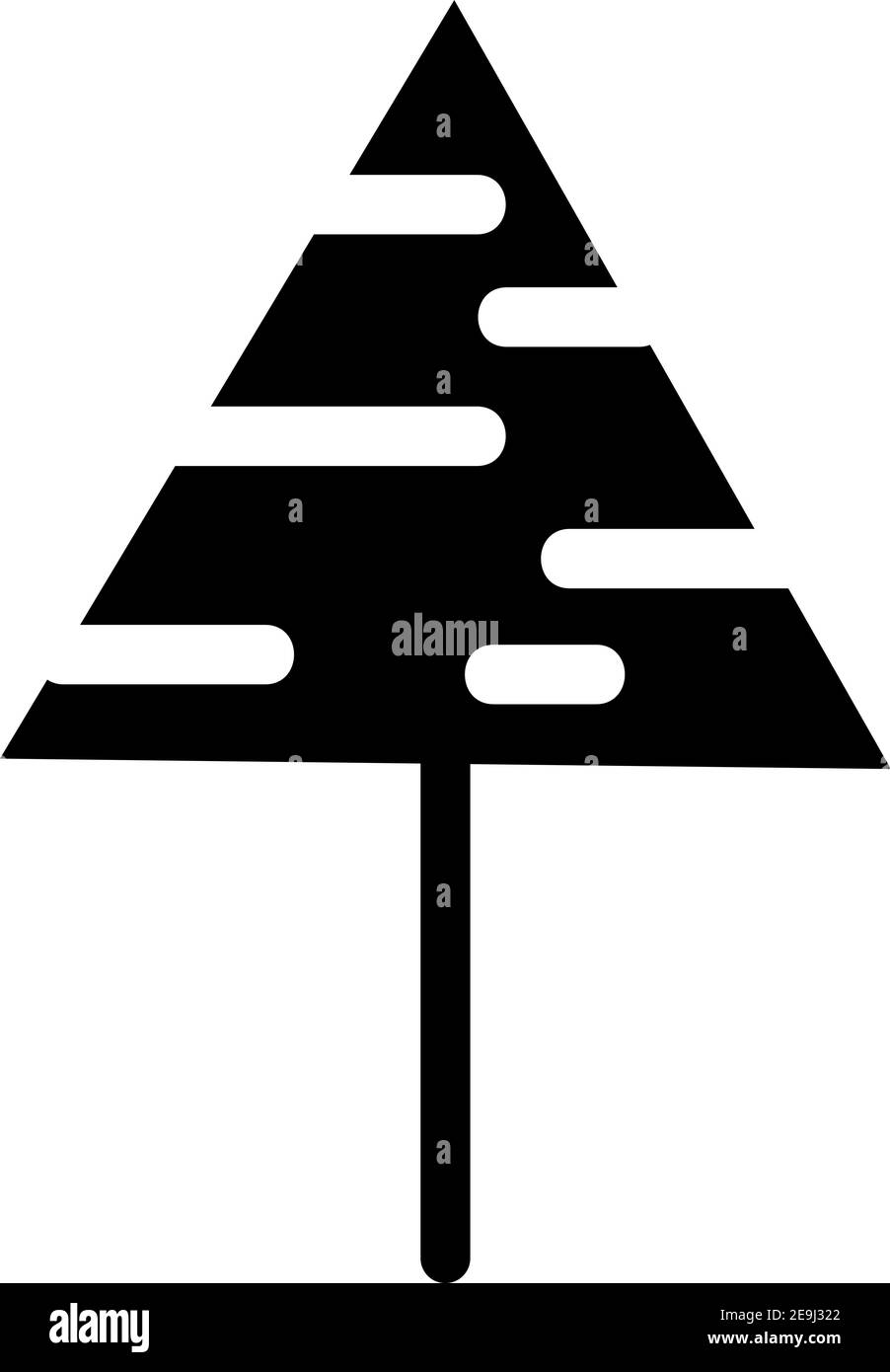 Decorative tree shaped likee triangle and colored in black ...