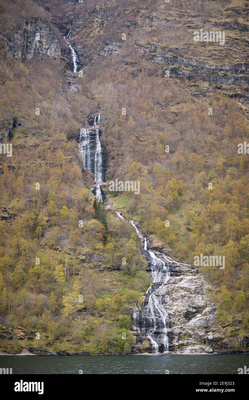 Gomsdalsfossen waterfall, or Bringefossen, Geirangerfjorden, Stranda ...