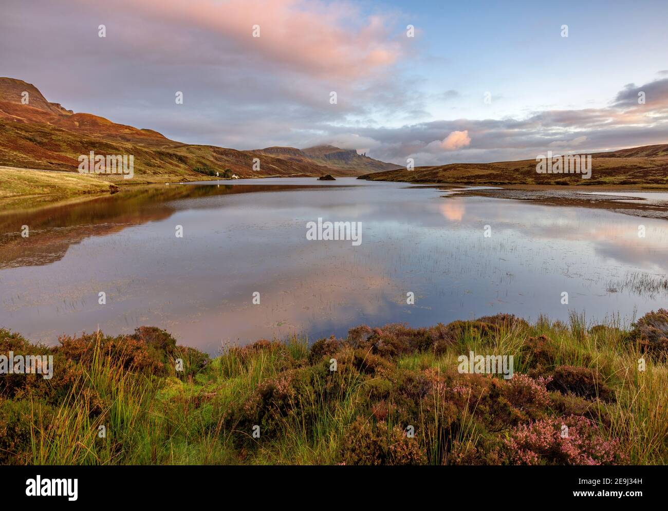 Isle of Skye, Scotland: Sunrise light and clouds reflecting in Loch ...