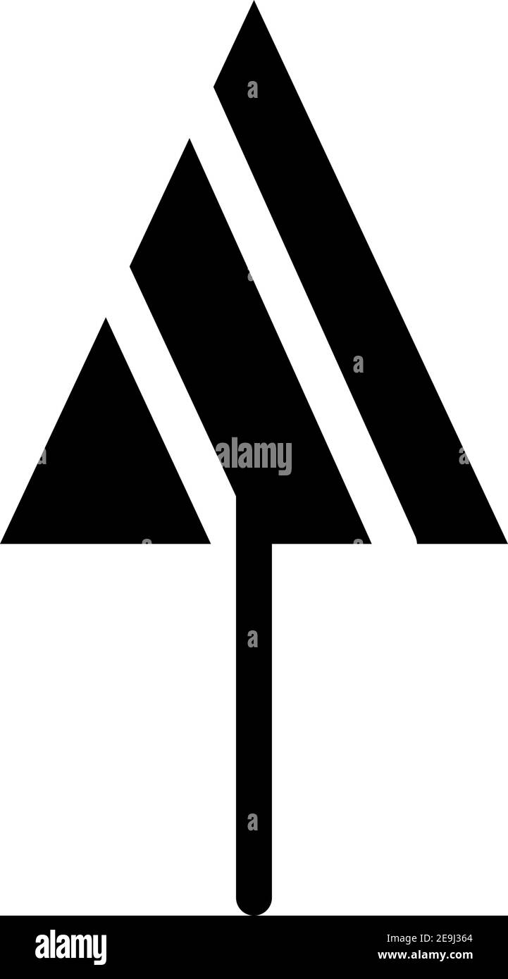 Black triangle tree with two lines across it, illustration, vector on ...