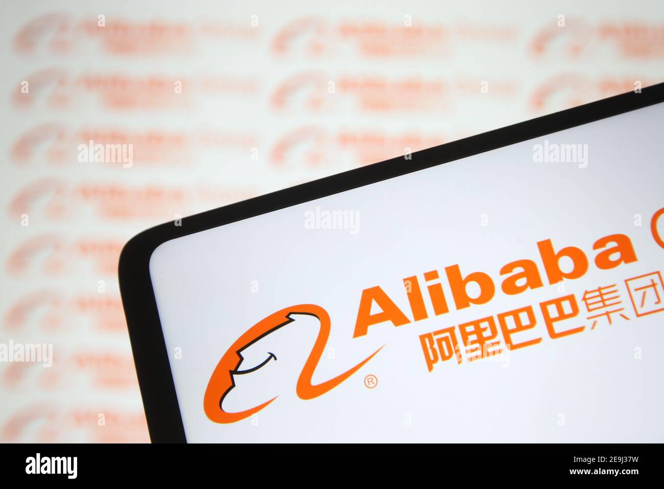 In this photo illustration an Alibaba logo is seen on a mobile phone ...