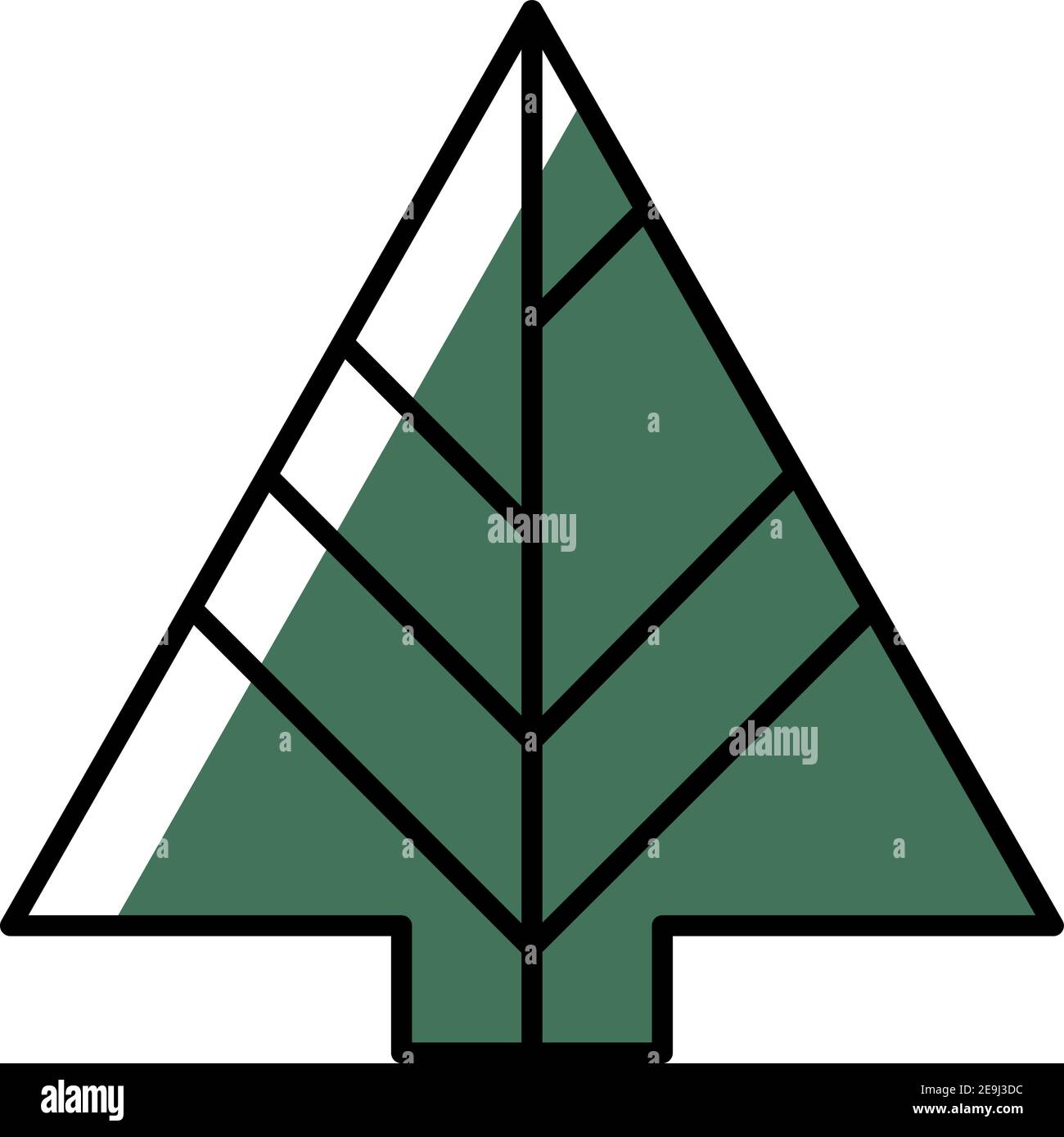 Fir tree colored in with dark green color, illustration, vector on ...