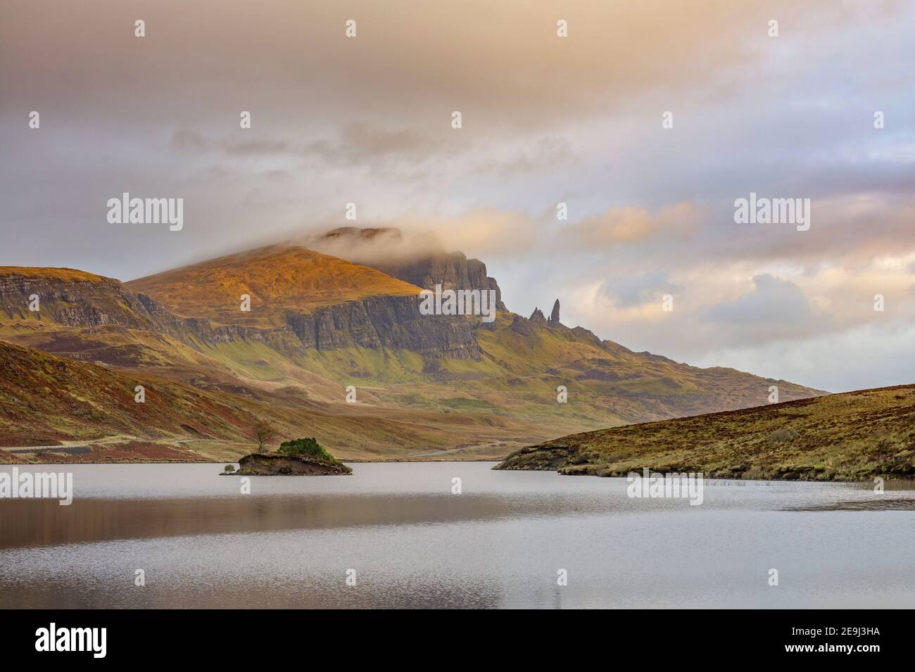 Isle of Skye, Scotland: Sunrise light and clouds over Loch Fada with ...