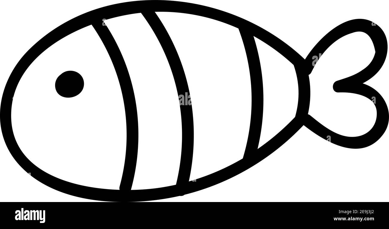 White fish with one big stripe, illustration, vector on white ...