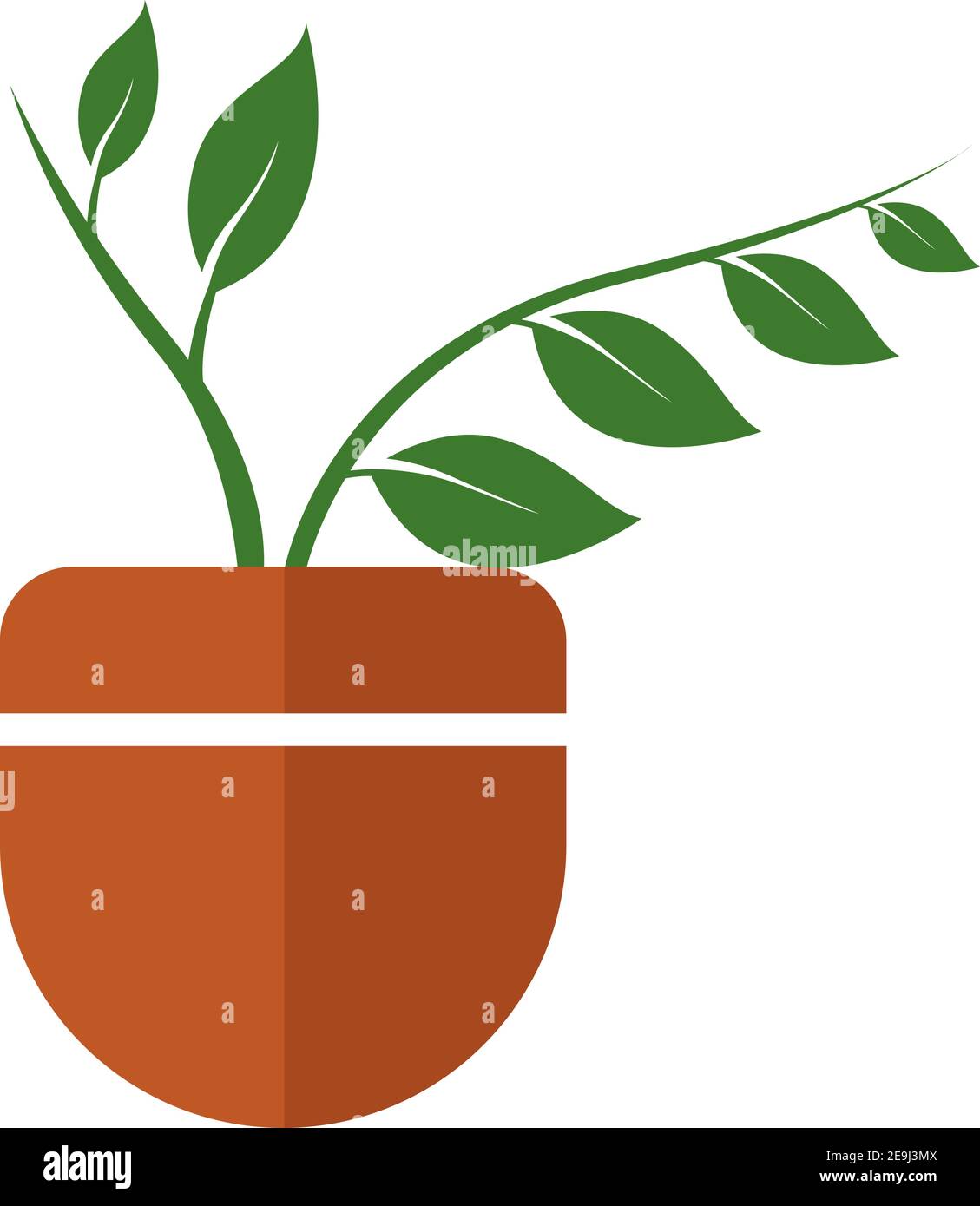 Houseplant in orange pot, illustration, vector on white background ...