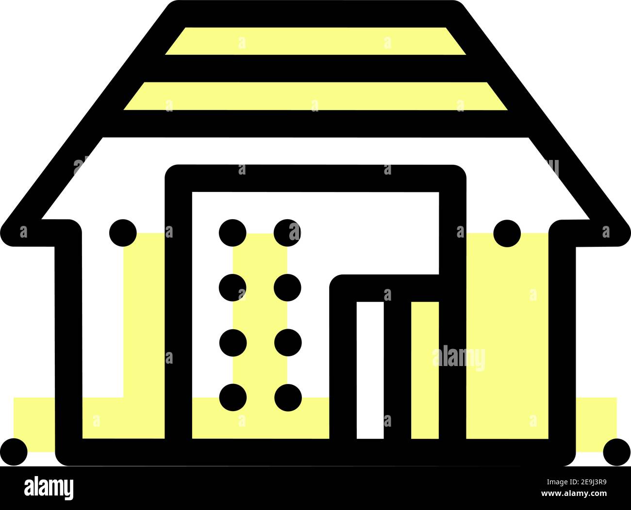 Wide yellow house, illustration, vector on white background Stock ...