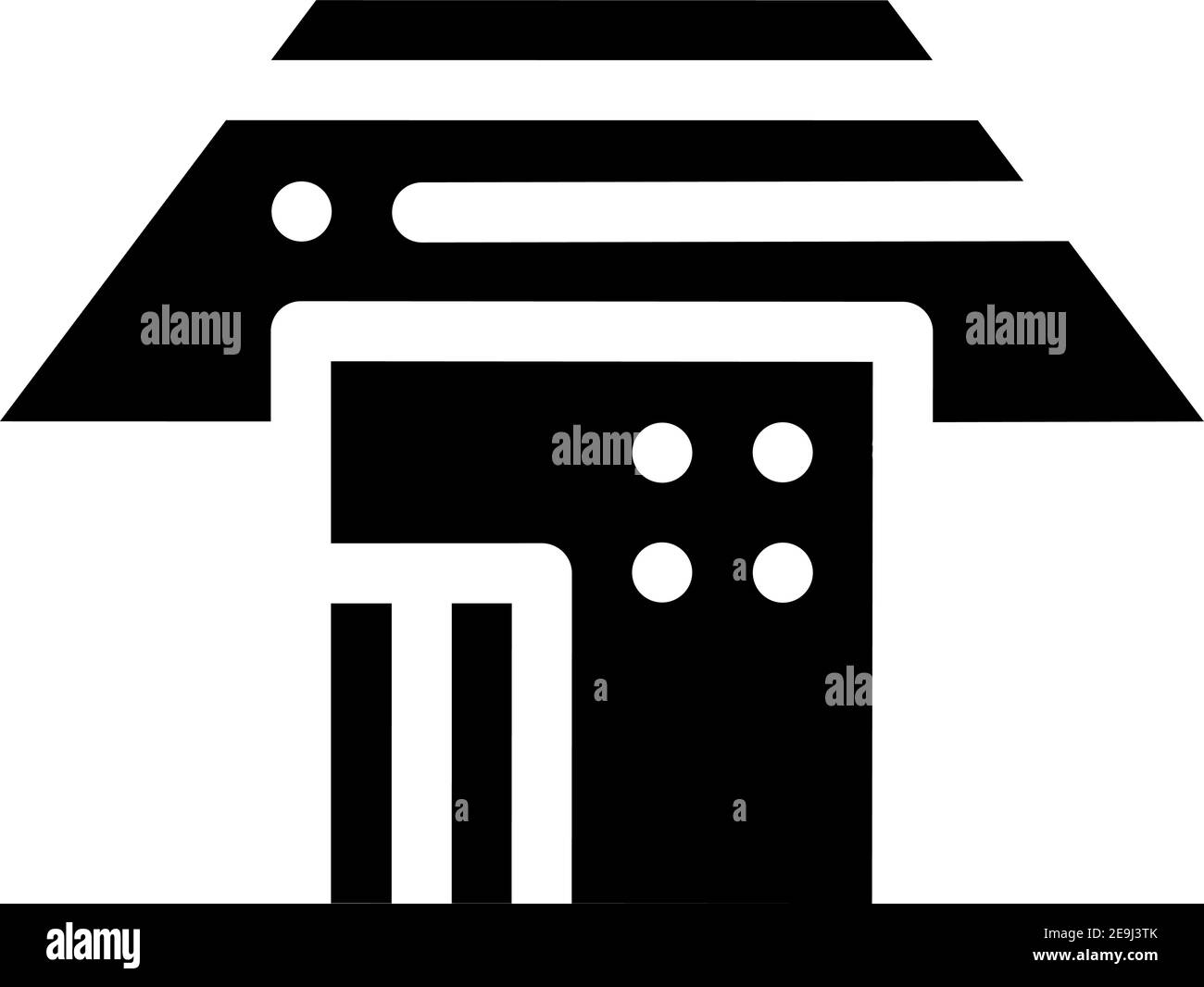 Tall black house with a big roof, illustration, vector on white ...