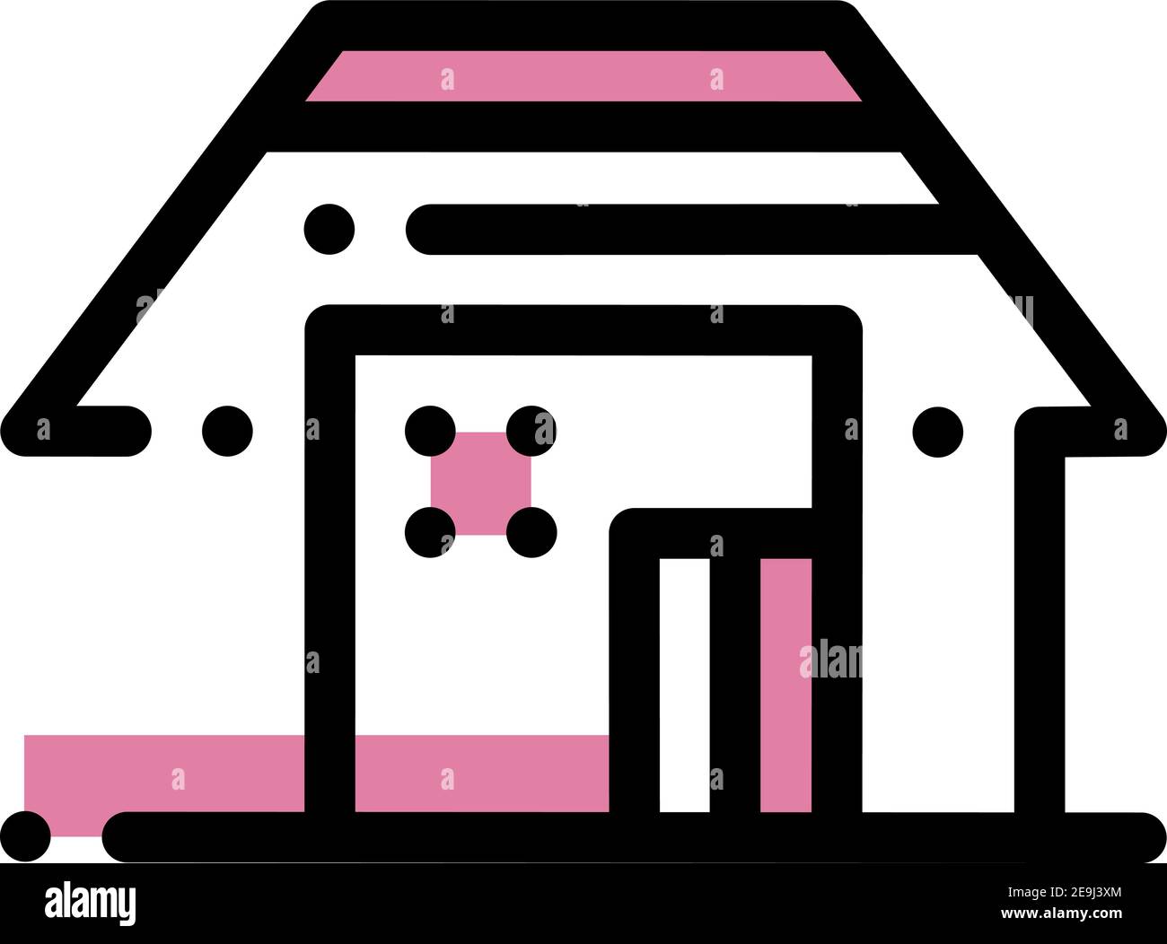 Light pink colored house, illustration, vector on white background ...