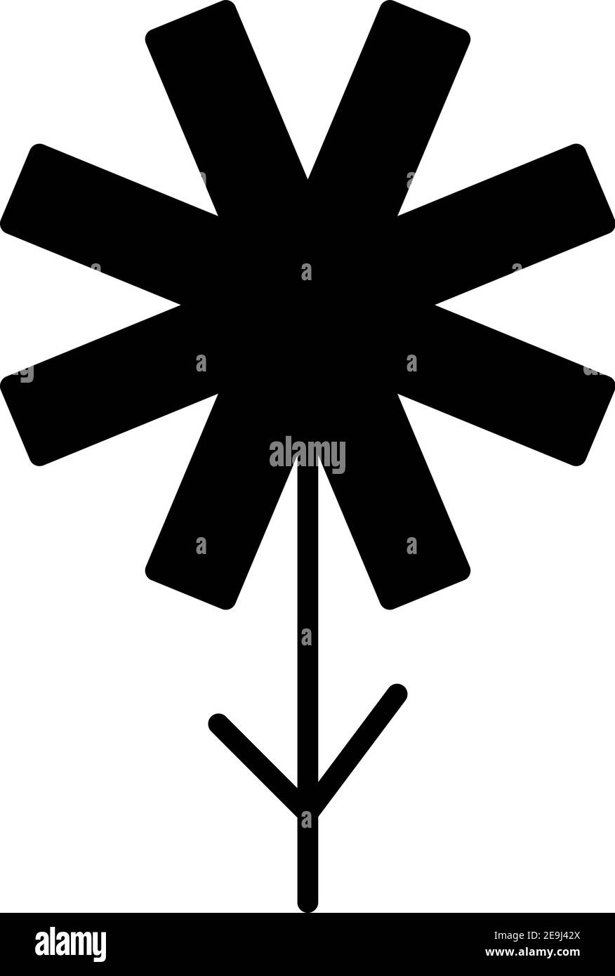 Black flower with rectangle shaped petals, illustration, vector on ...