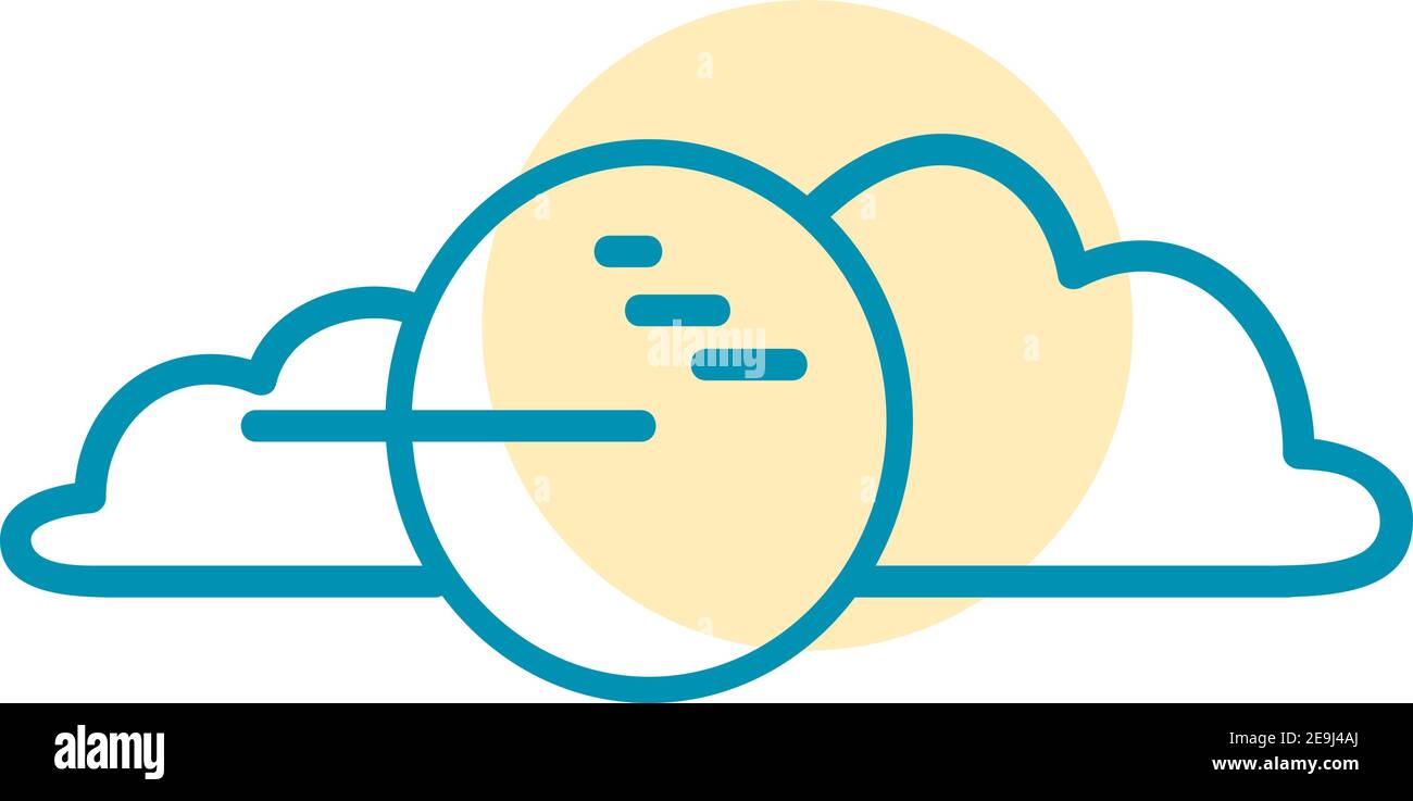 Cloudy with a full moon, illustration, vector on white background Stock ...