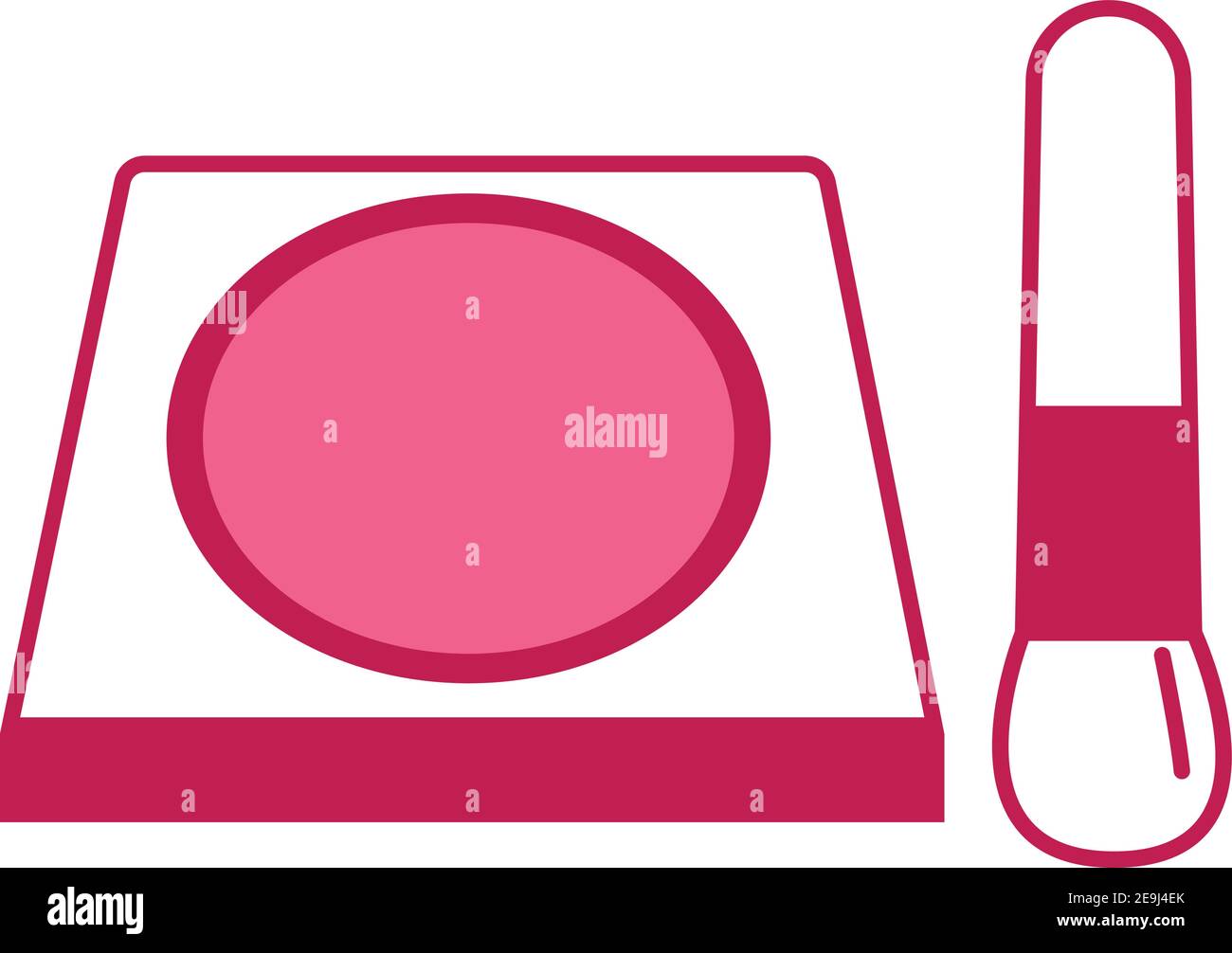 Bright pink blush and brush, illustration, vector on white background ...