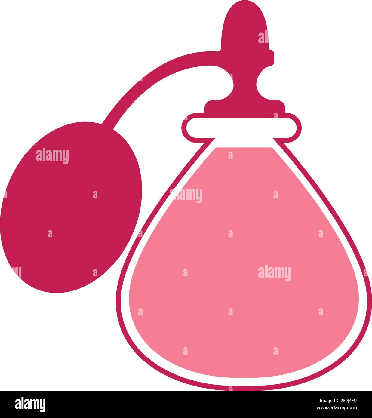 Pink perfume with spray pump, illustration, vector on white background ...
