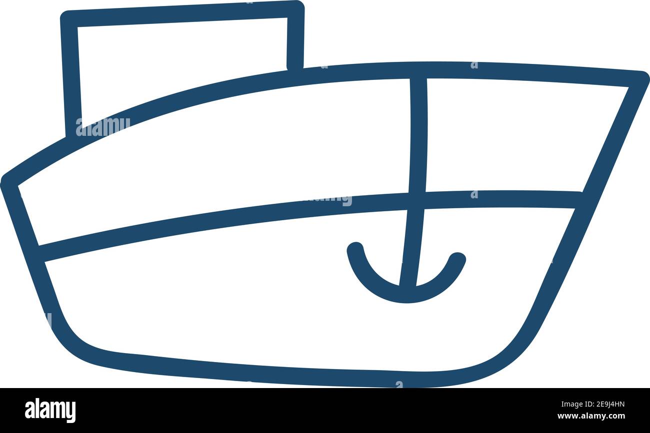 Minimal blue boat, illustration, vector on white background Stock ...