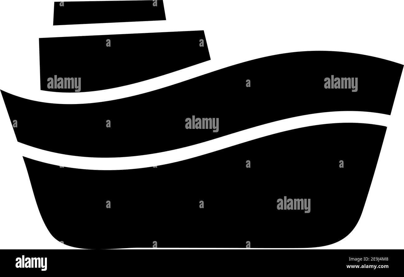 Black ship with lines, illustration, vector on white background Stock ...
