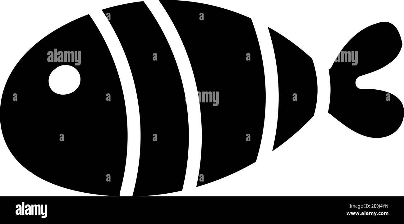 Black fat fish with three white lines over it, illustration, vector on ...