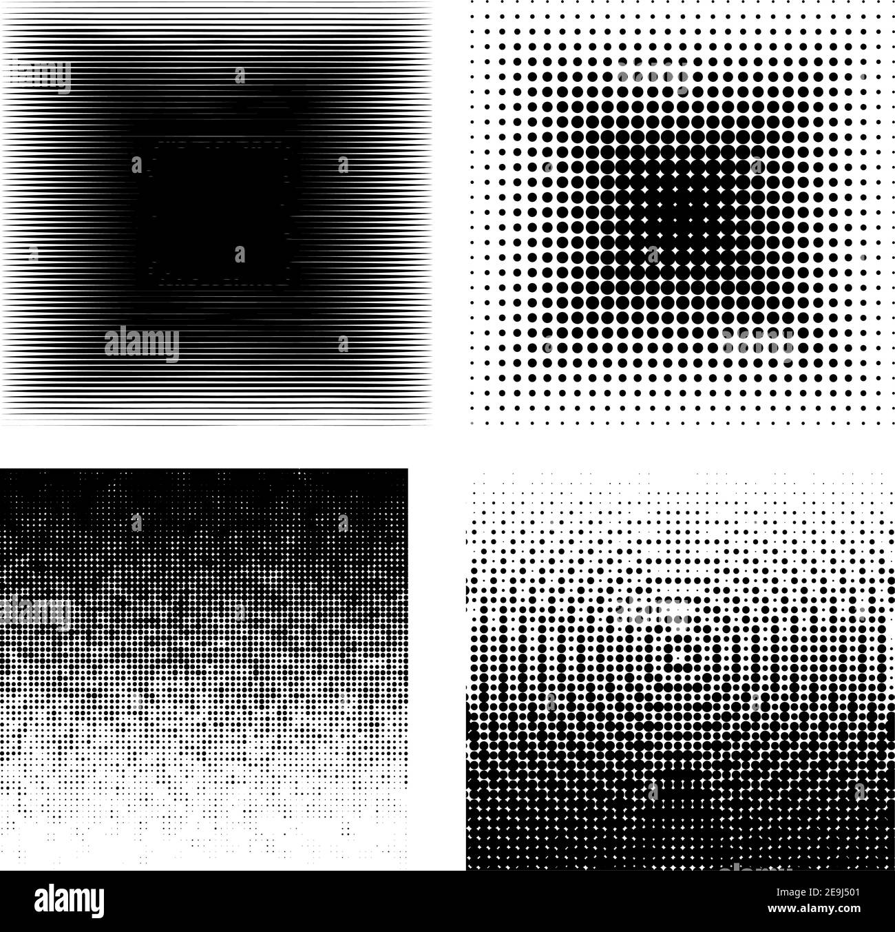 Vector collection of ink monochrome halftone squares shapes Stock ...