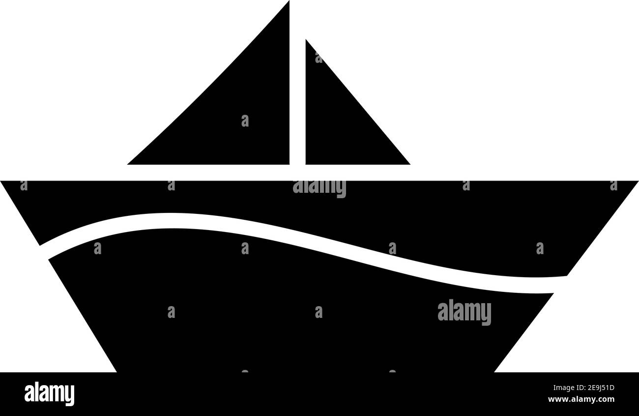 Sailing black boat, illustration, vector on white background Stock ...