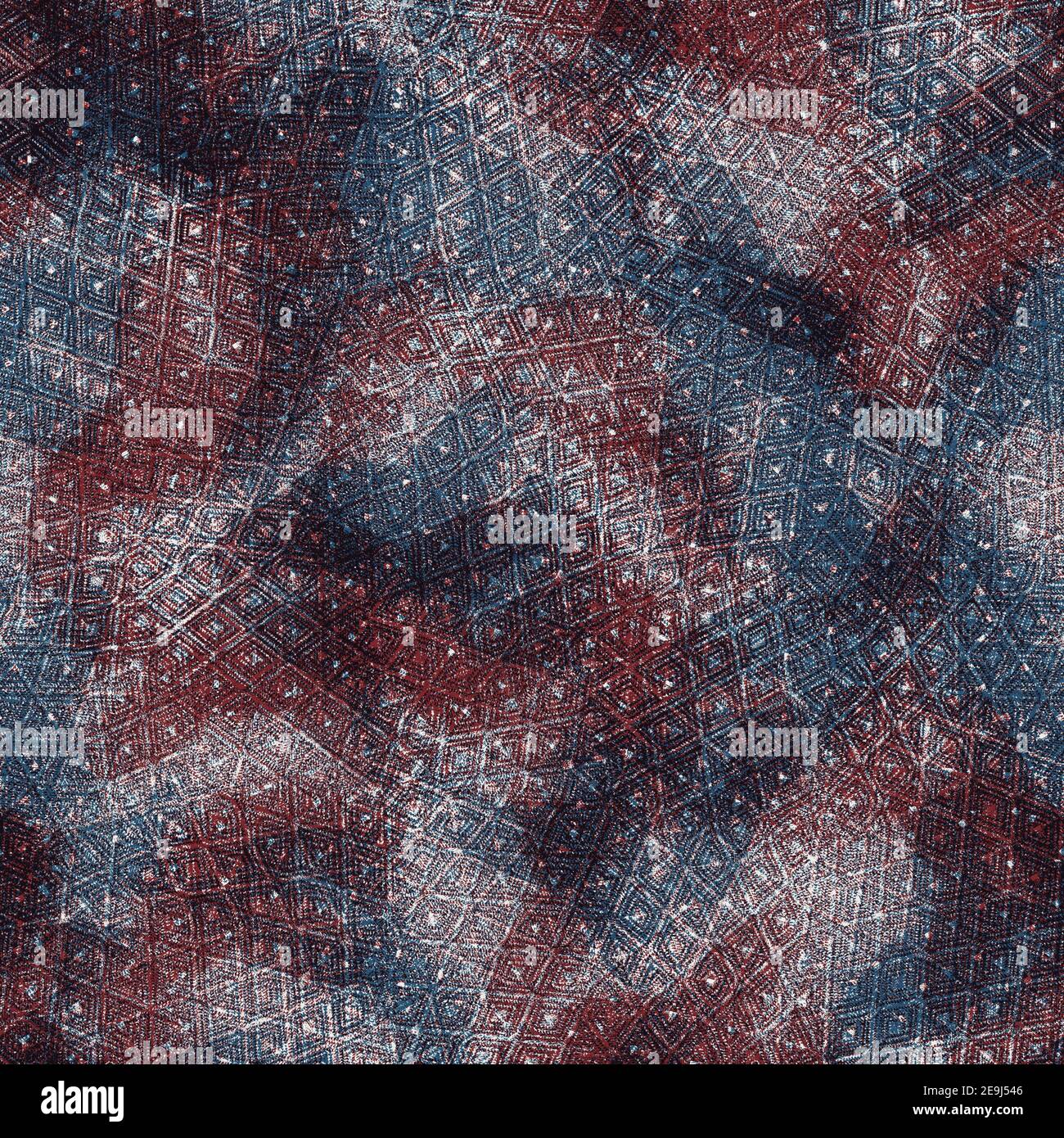 Seamless geo pattern in red blue black white Stock Photo - Alamy