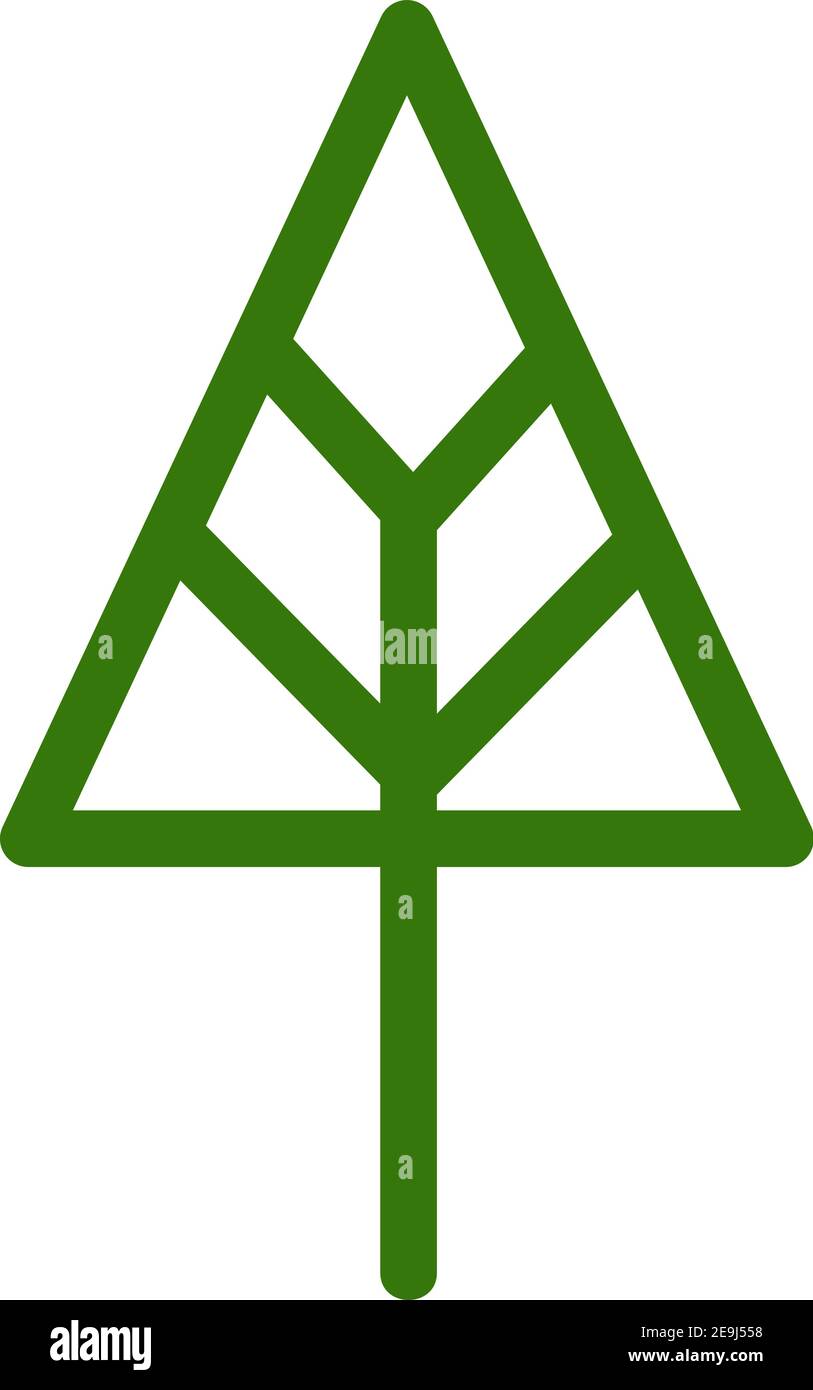 Minimal green triangle tree, illustration, vector on white background ...