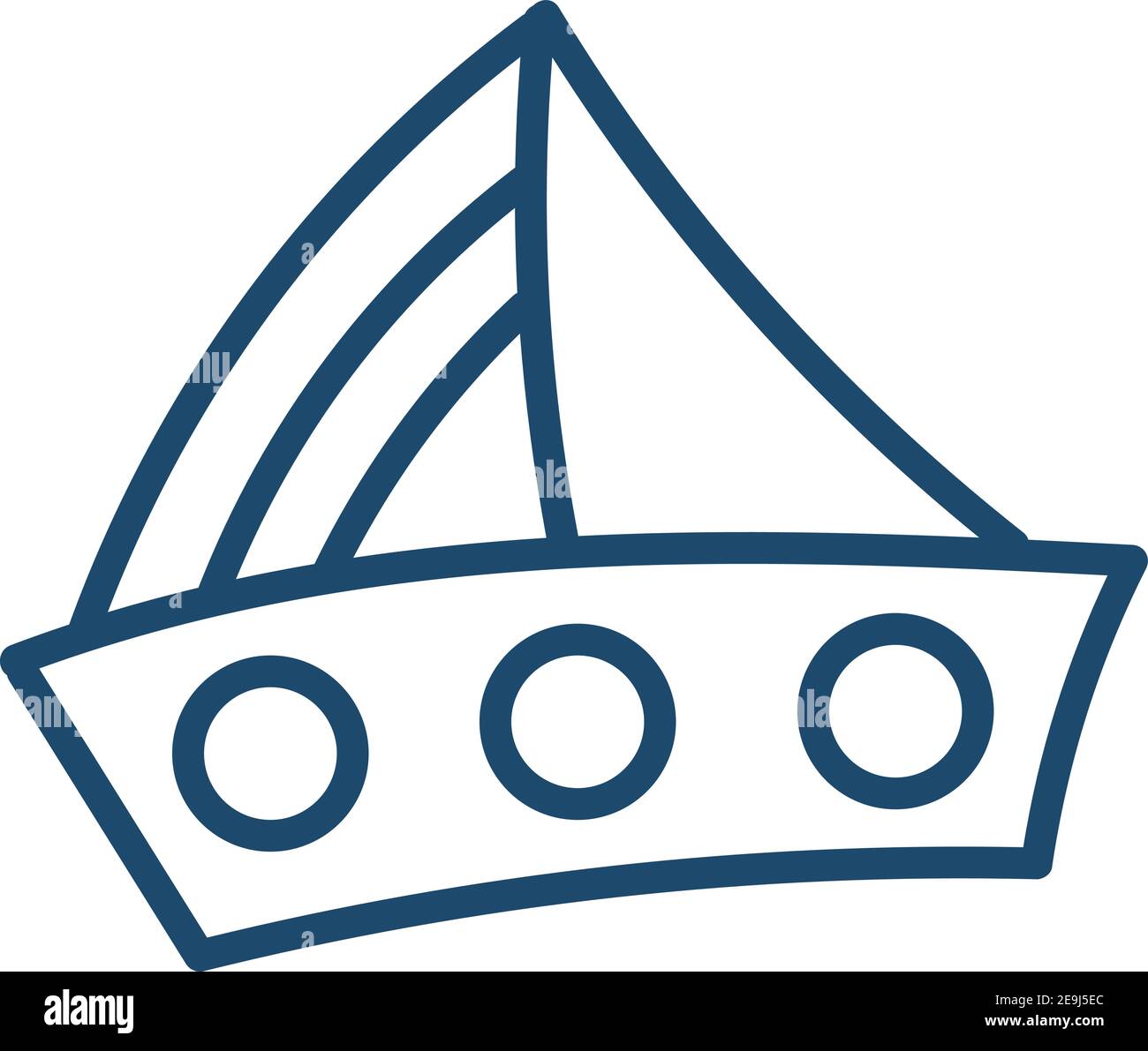 Blue small ship, illustration, vector on white background Stock Vector ...