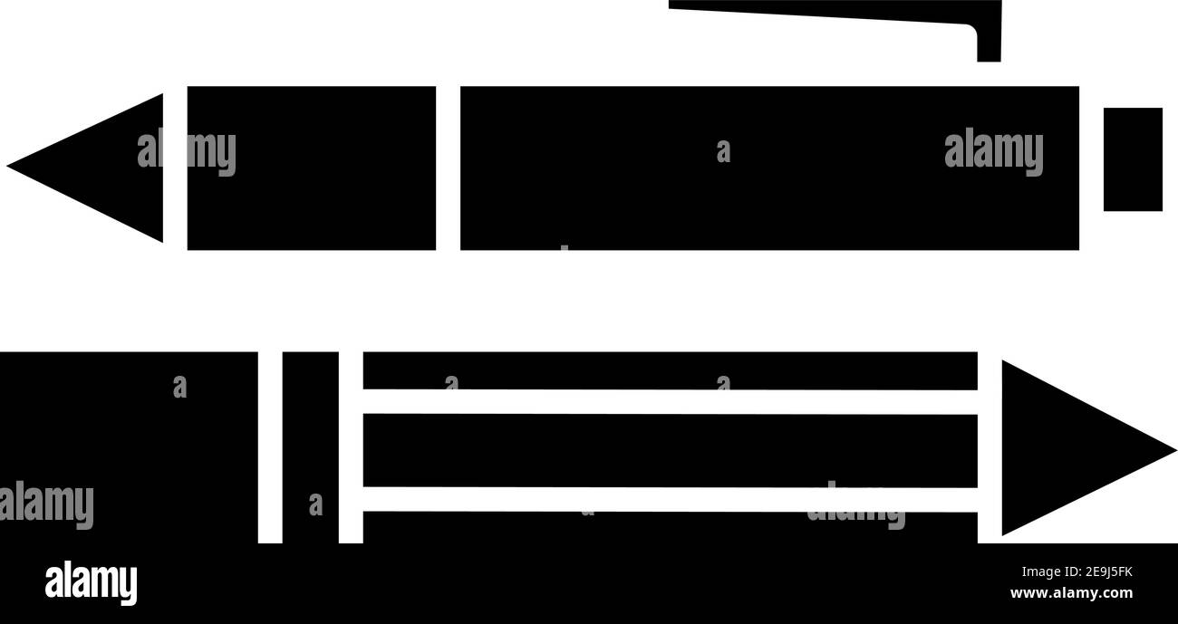 Two different black pens, illustration, vector on white background ...