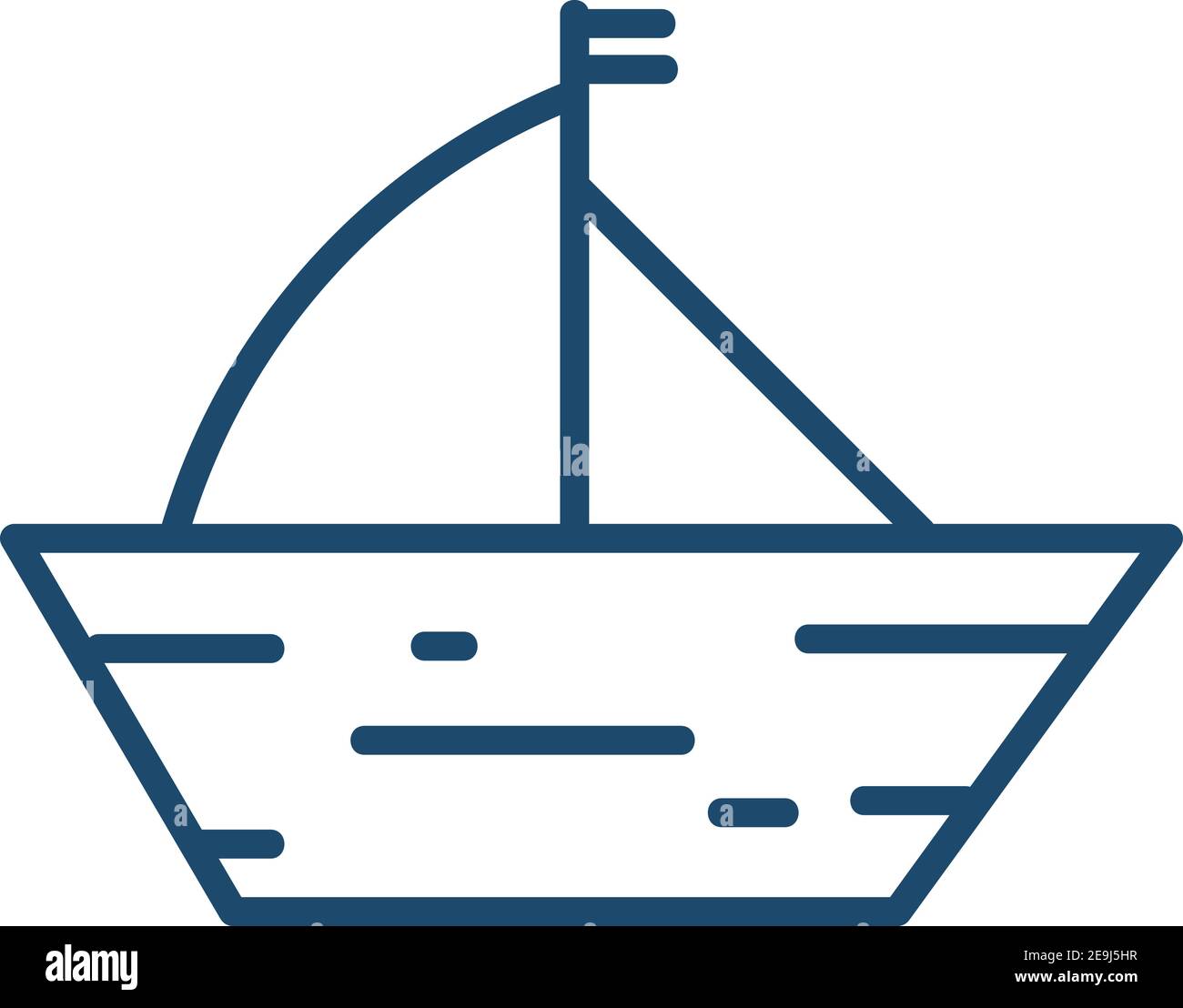 Blue ship with lines, illustration, vector on white background Stock ...
