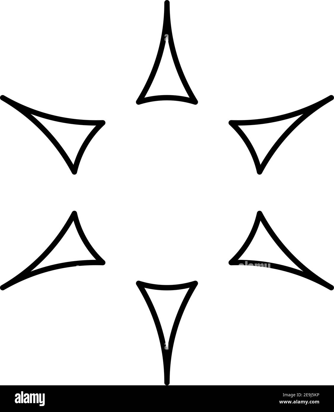 Six sun rays, illustration, vector on white background Stock Vector ...