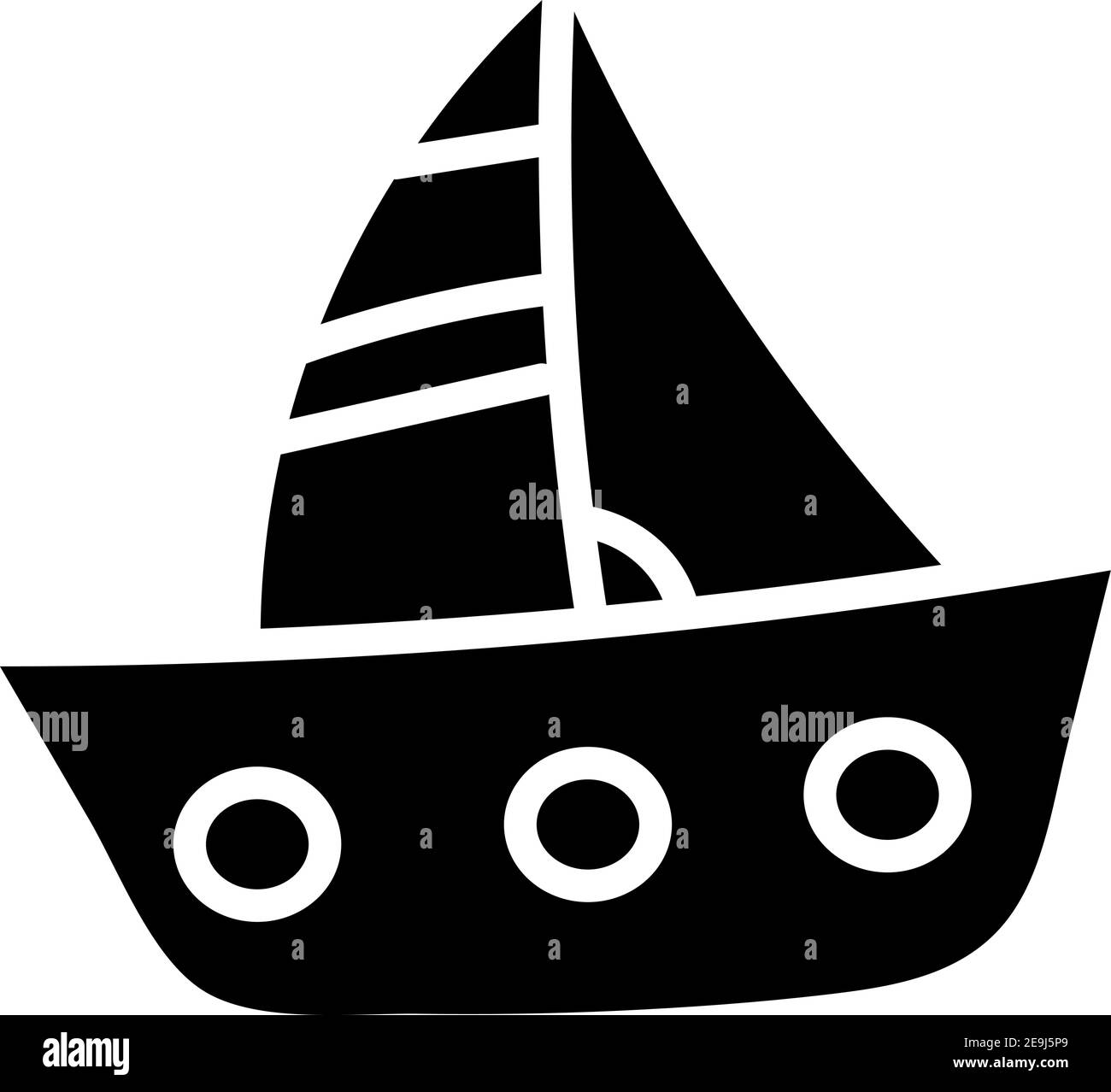 Small ship with sails, illustration, vector on white background Stock ...