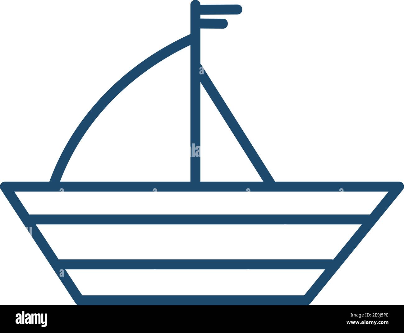 Blue ship with lines, illustration, vector on white background Stock ...