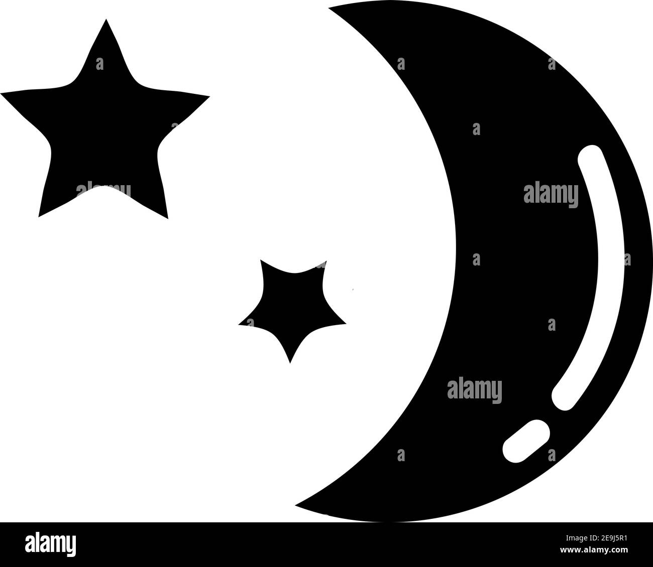 Young black moon with two stars, illustration, vector on white ...