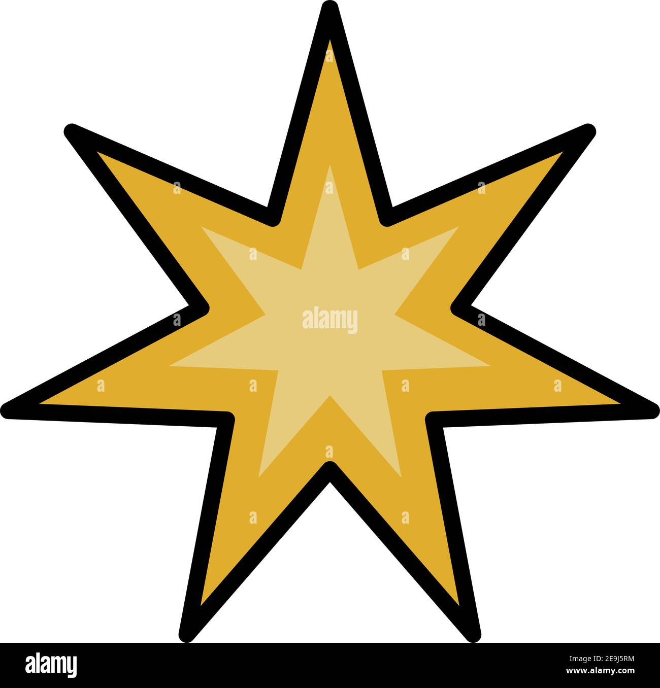 Golden star with seven rays, illustration, vector on white background ...