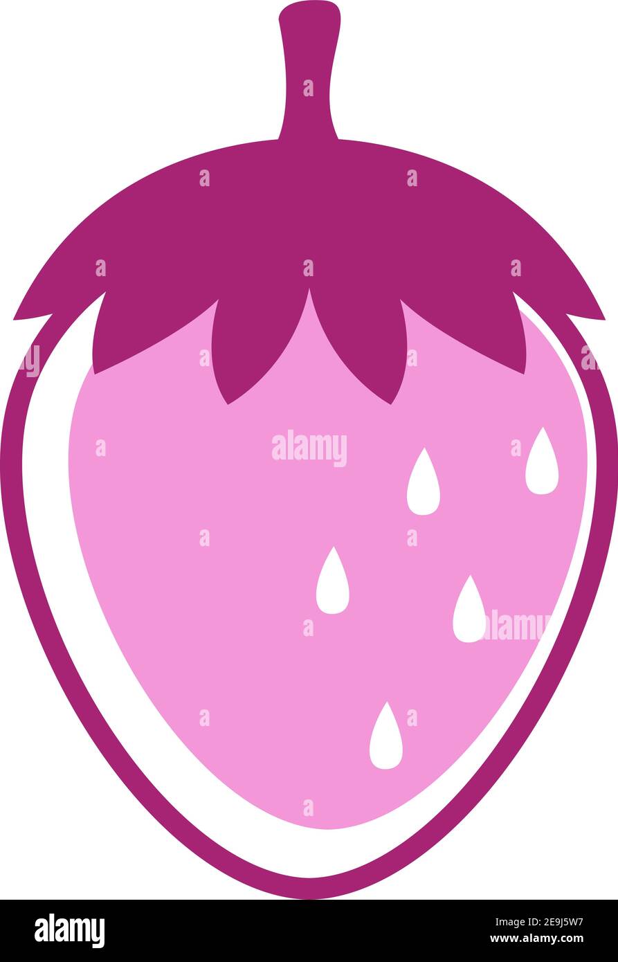 Pink strawberry, illustration, vector on white background Stock Vector ...