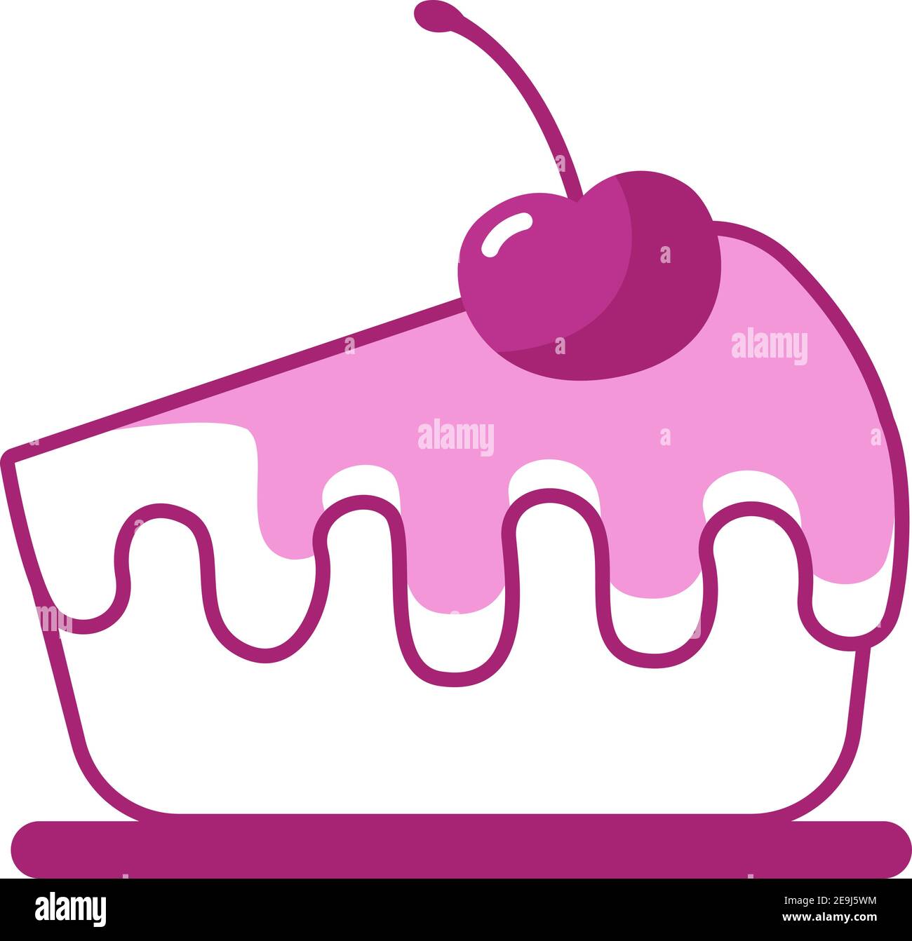 One big slice of pink cake, illustration, vector on white background ...