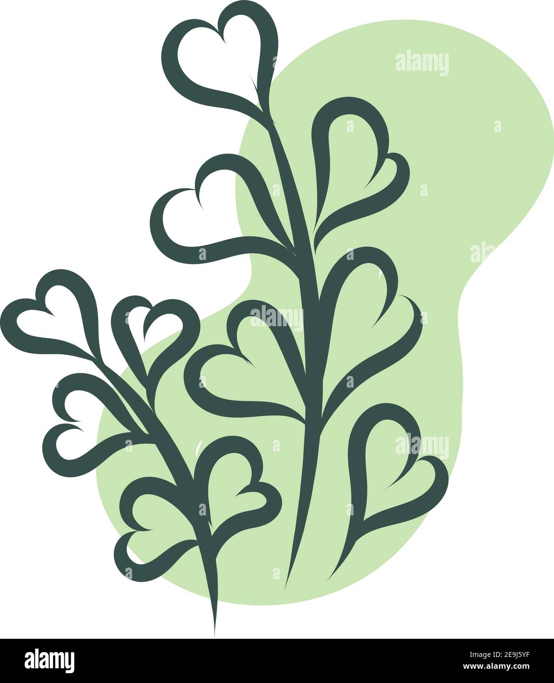 Field grass in a shape of hearts, illustration, vector on white ...