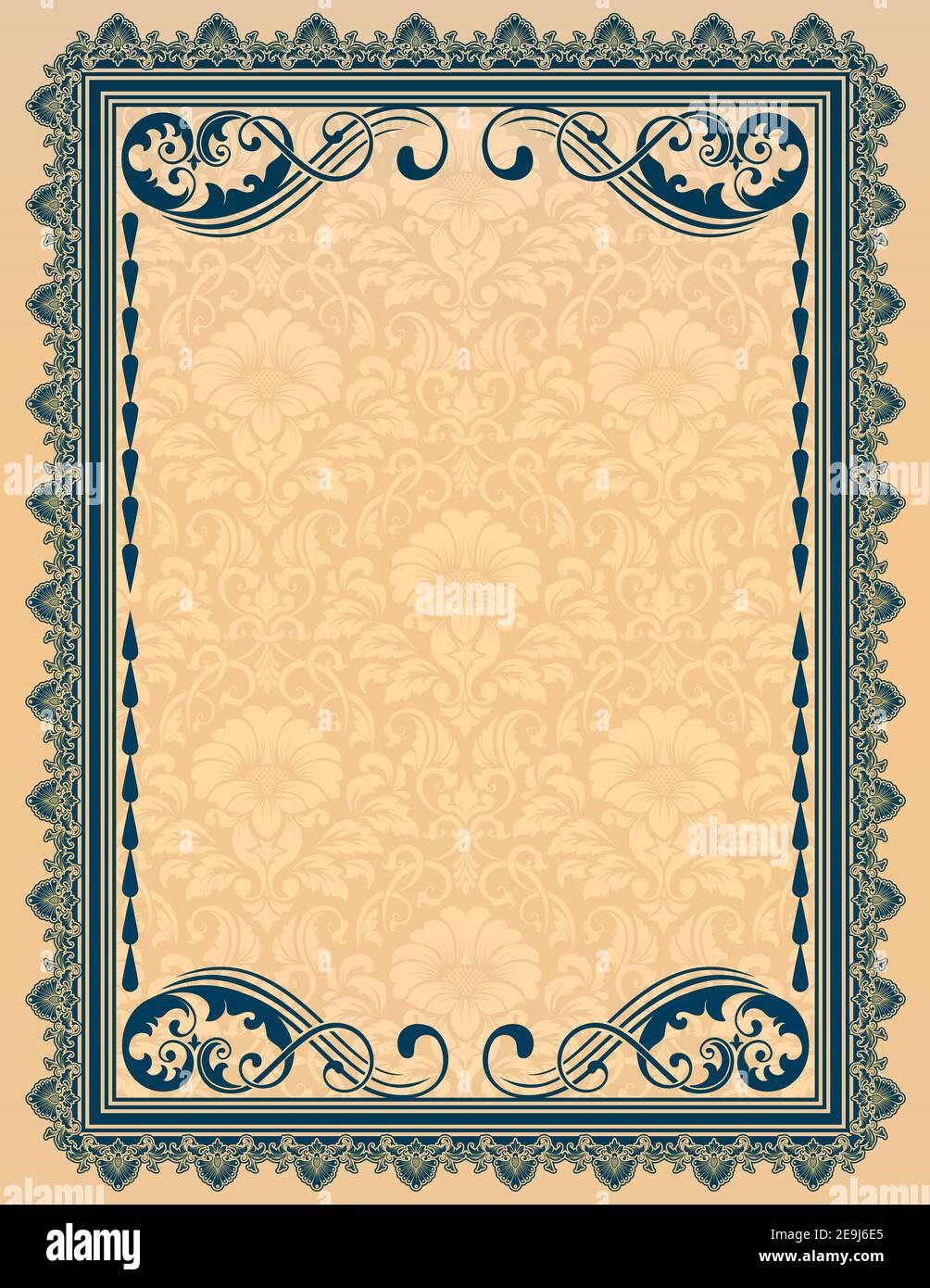 Vintage background with elegant border and decorative floral patterns ...