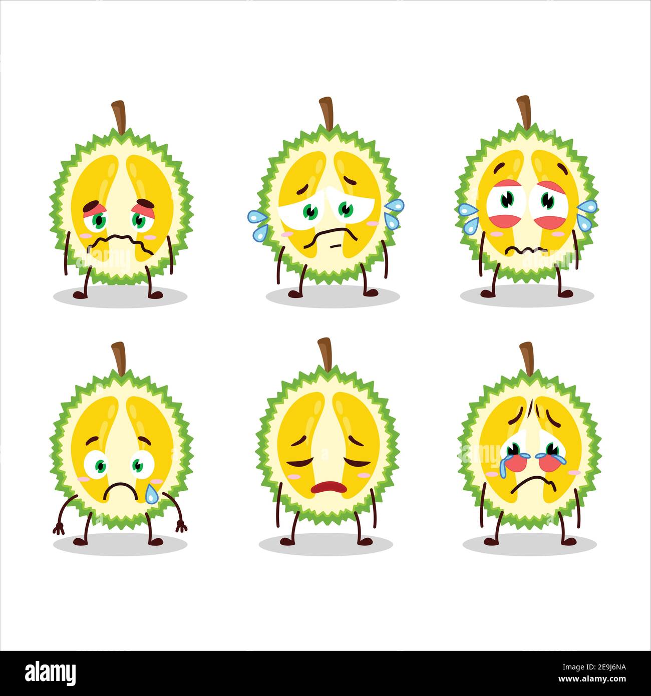 Slice of durian cartoon character with sad expression. Vector ...