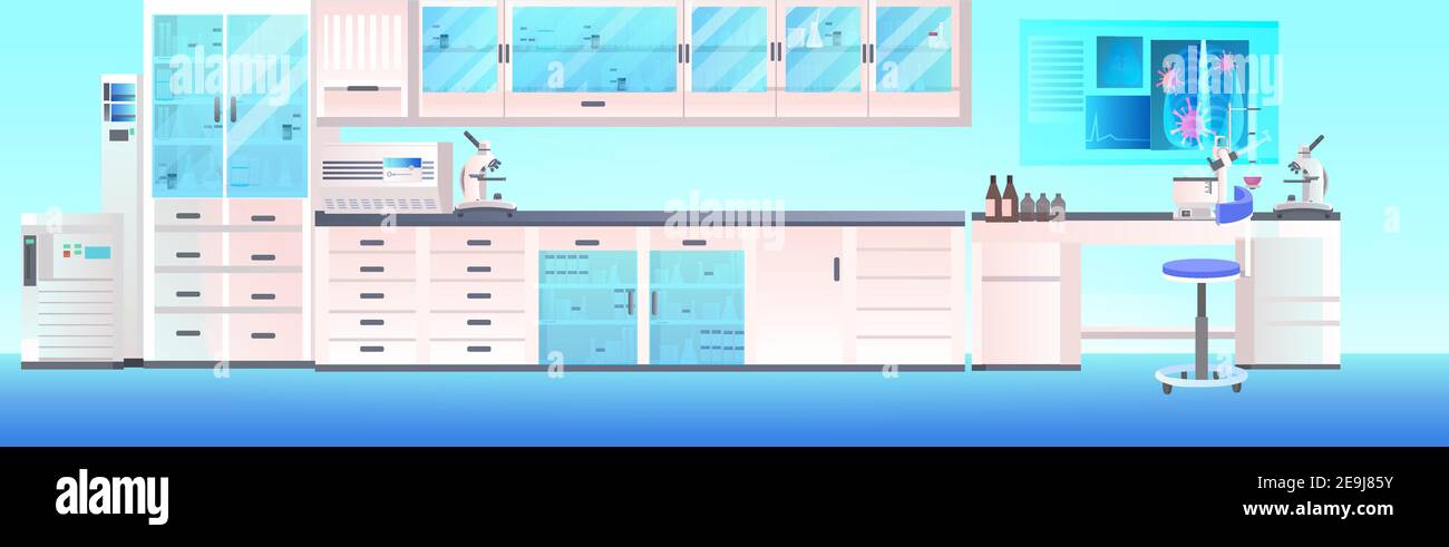 modern lab interior empty no people chemical laboratory with furniture ...