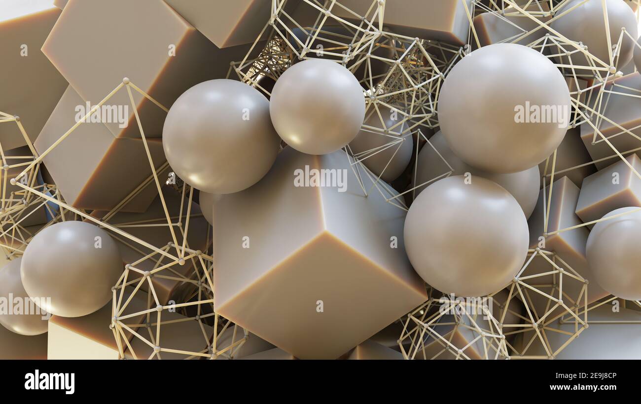 Geometric objects with wireframe hi-res stock photography and images ...