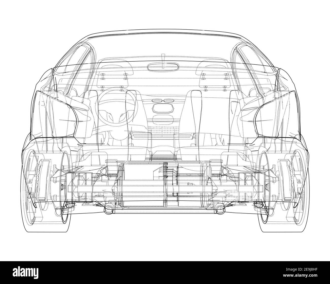 Electric Car With Chassis. Vector rendering of 3d Stock Vector Image ...