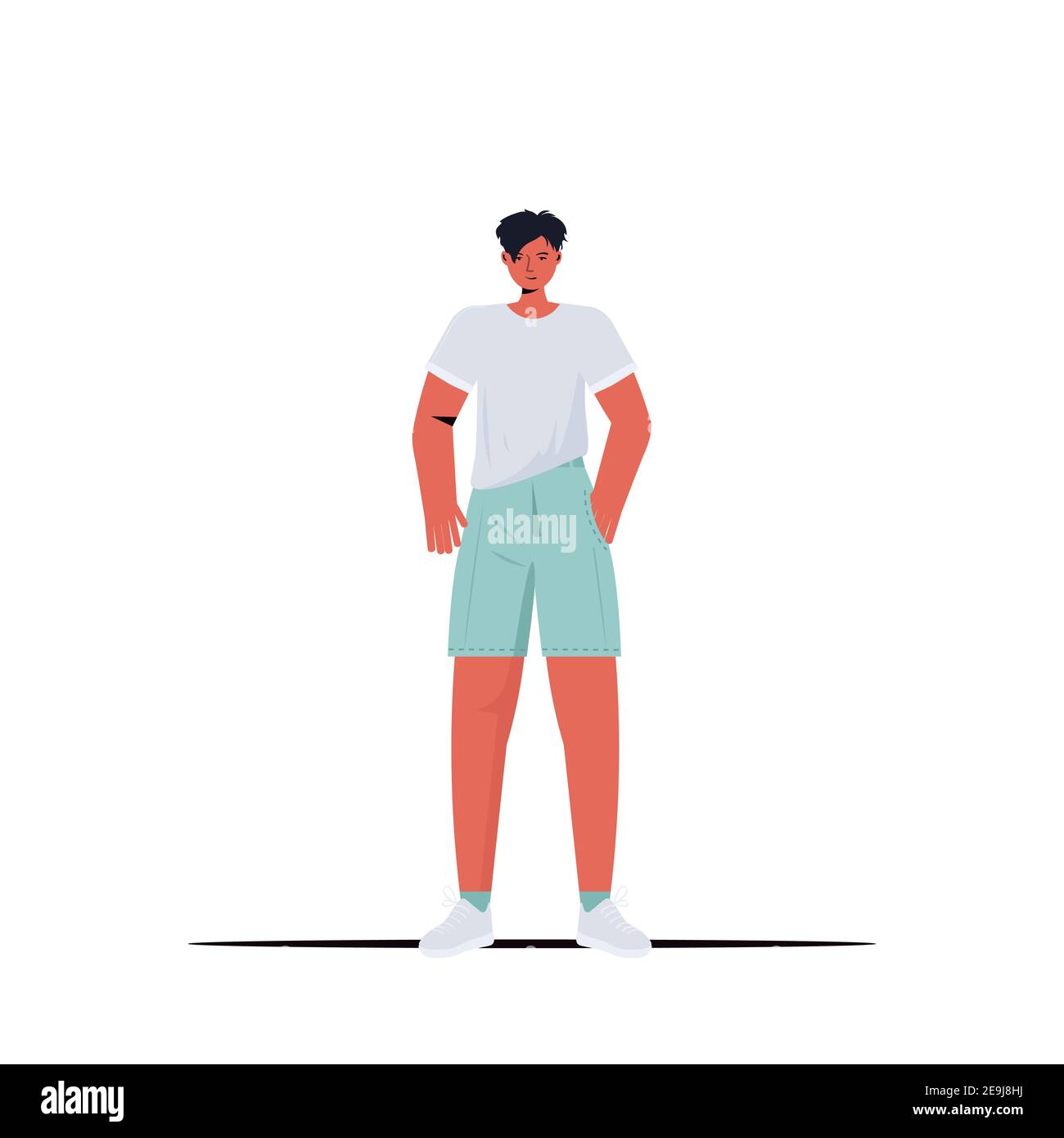 young man in casual trendy clothes male cartoon character standing pose ...